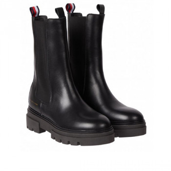 TOMMY HILFIGER BOTAS PIEL DE MUJER MONOCHROMATIC CHELSEA BOOT FW0FW06730 BLACK TOM129 Color ...